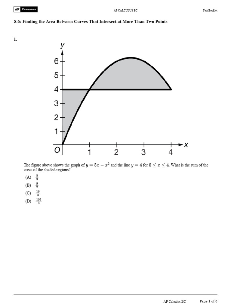 8.6 Finding The Area Between Curves That Intersect at More Than Two ...