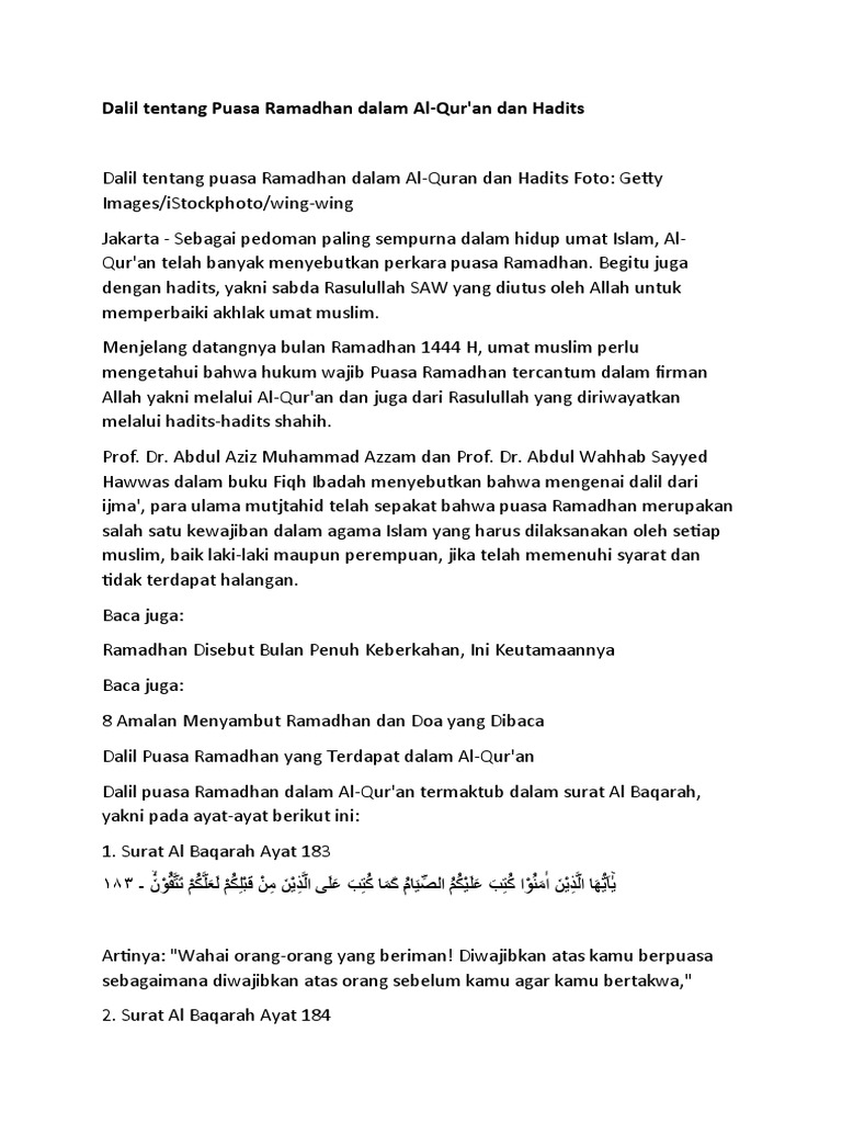 Keutamaan Puasa Ramadhan dalam Hadits | PDF