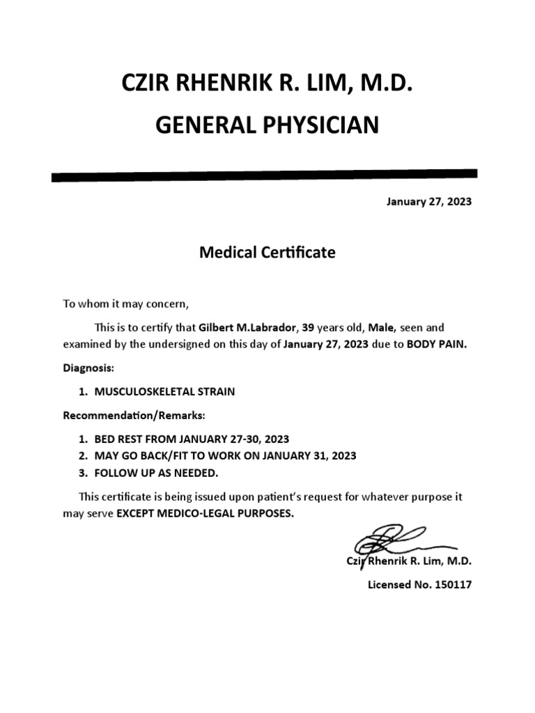 Med Cert | PDF