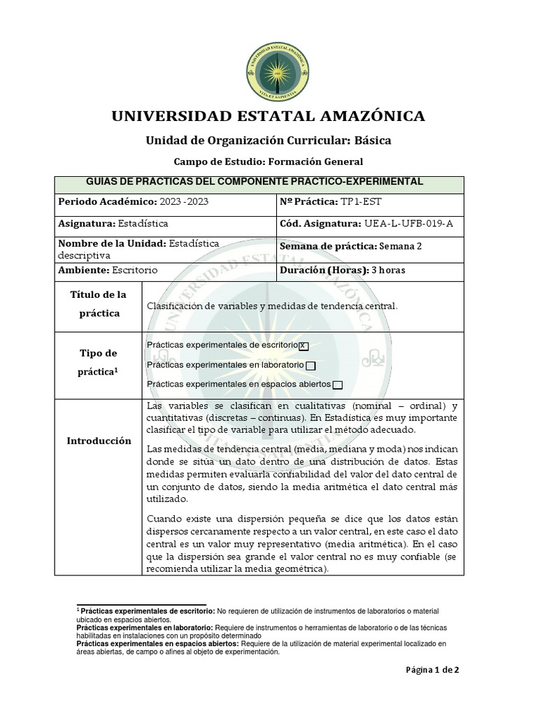 TP1 Est | PDF | Estadísticas | Laboratorios