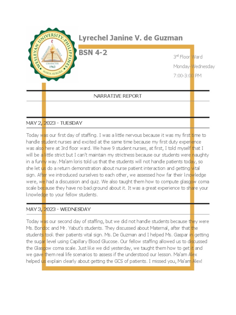 Nursing Student Training Diary | PDF | Nursing | Medicine