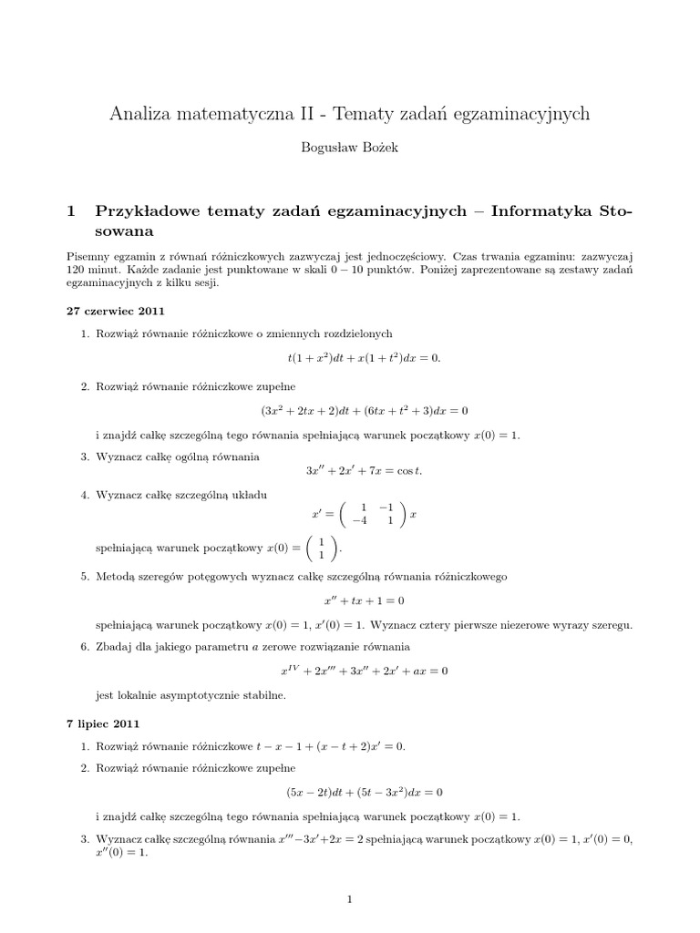 Zestawy Zadan Egzaminacyjnych An II 2021 | PDF