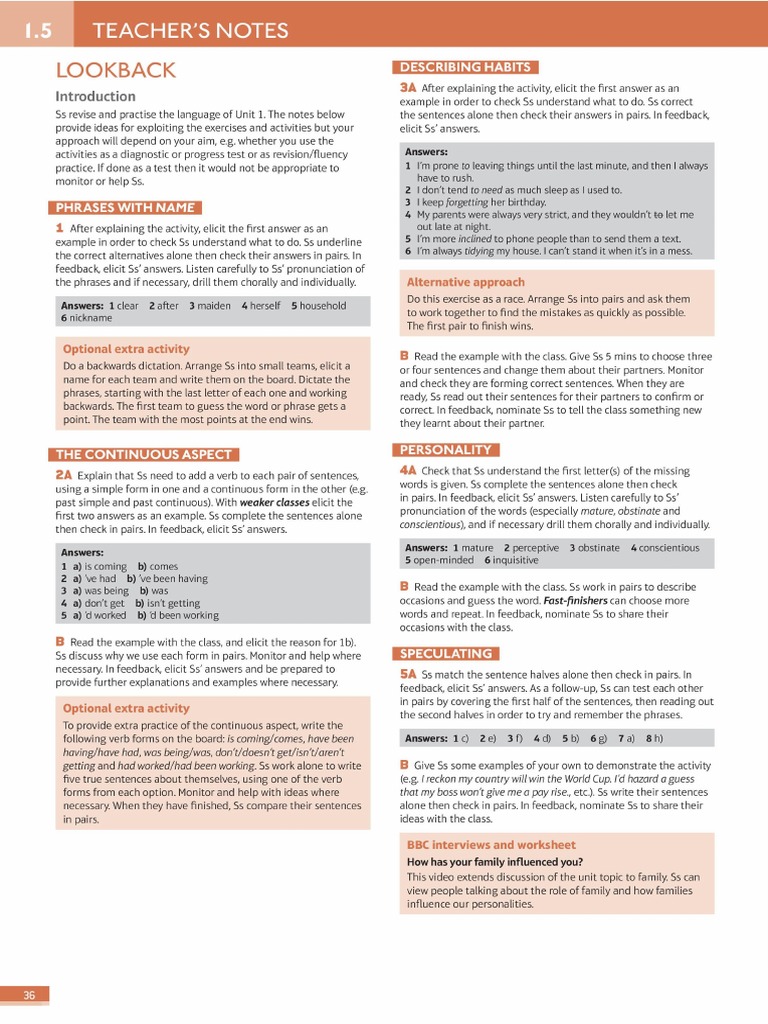 SB Lookback Answers Units 1-3 | PDF