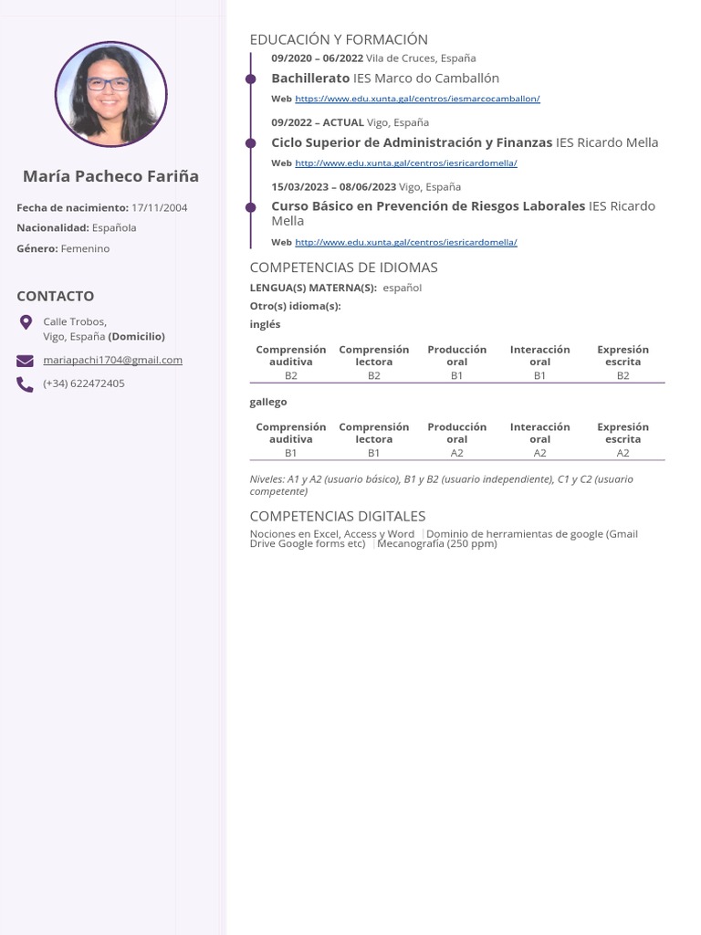 CV - María Pacheco Fariña | PDF