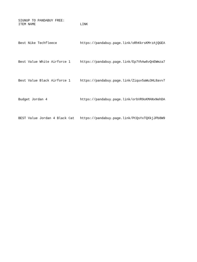 Pandabuywiz Spreadsheet | PDF | Nike | Fashion