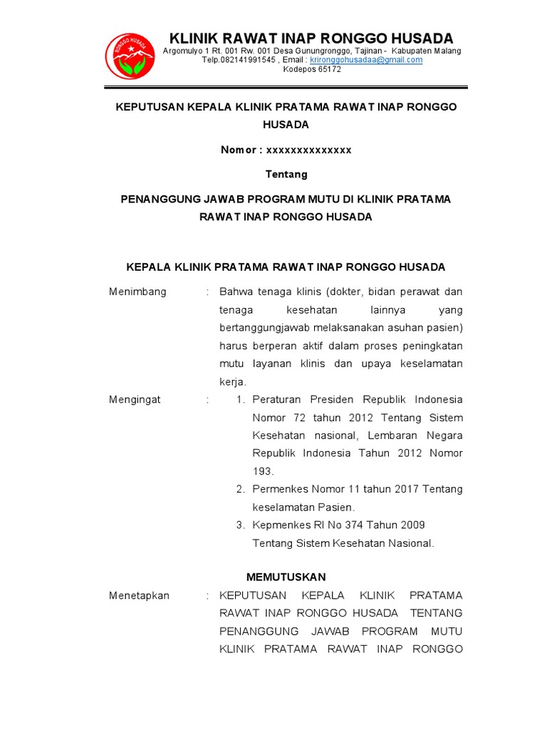 Ep 1 Sk-Penanggung Jawab Program Mutu | PDF