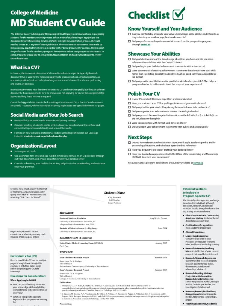 CaRMS CV Preparation Guide | PDF