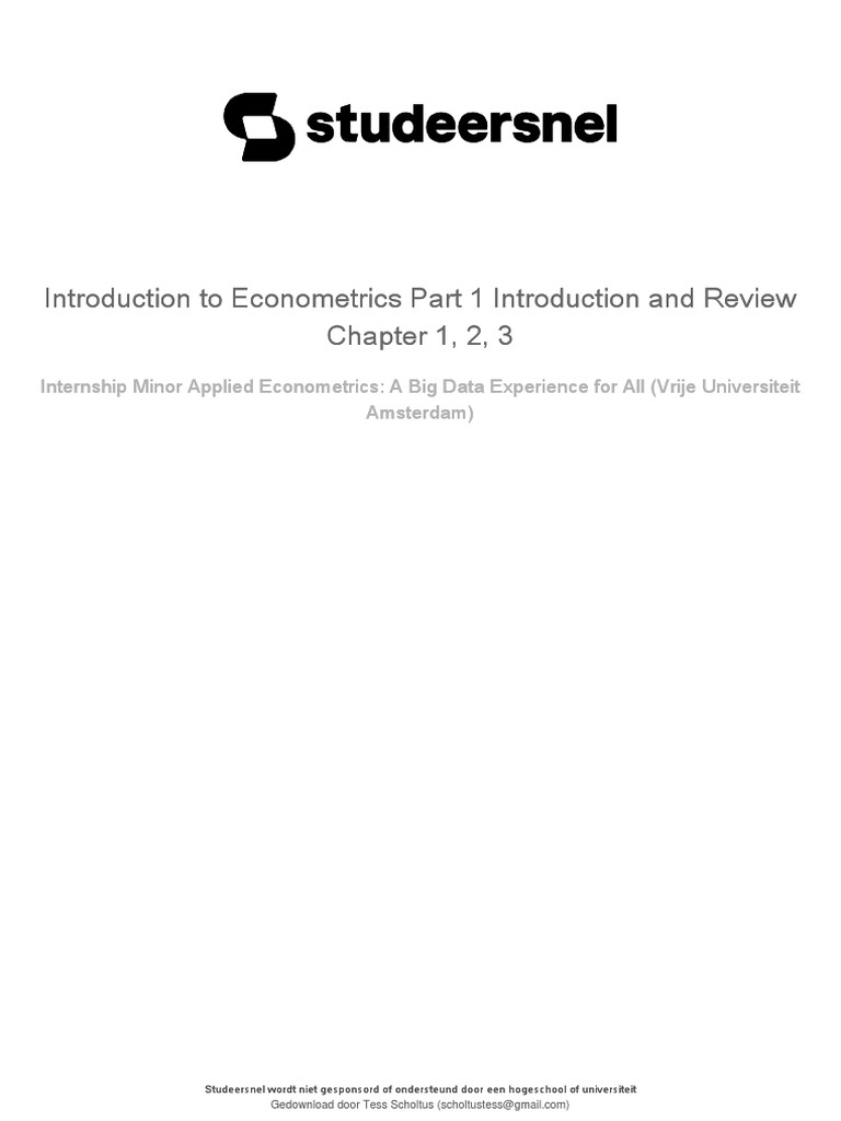 Introduction to Econometrics Overview | PDF | Variance | P Value