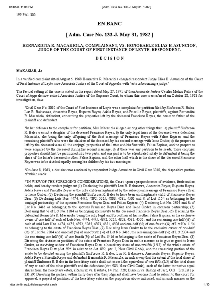 Judge Asuncion's Partition Case Decision | PDF | Lawsuit | Judiciaries