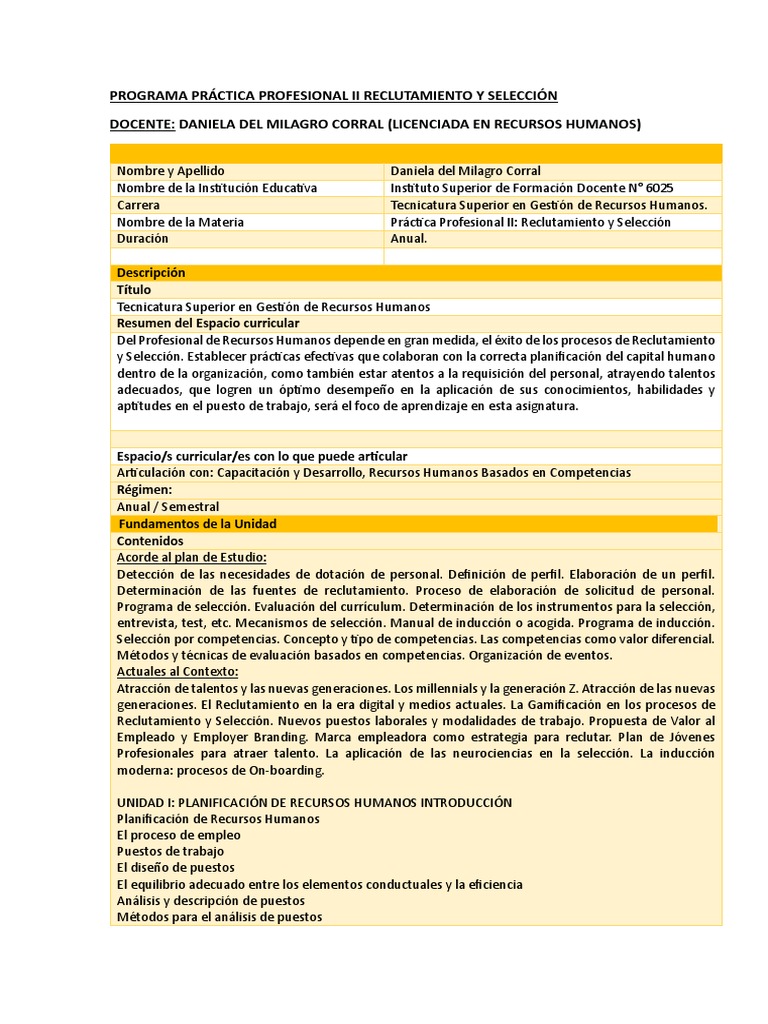Programa Práctica Profesional II Rys 2023 Daniel - 230331 - 134201 | PDF | Gestión de recursos ...