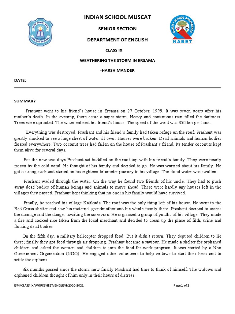 Weathering the Storm in Ersama Summary | PDF