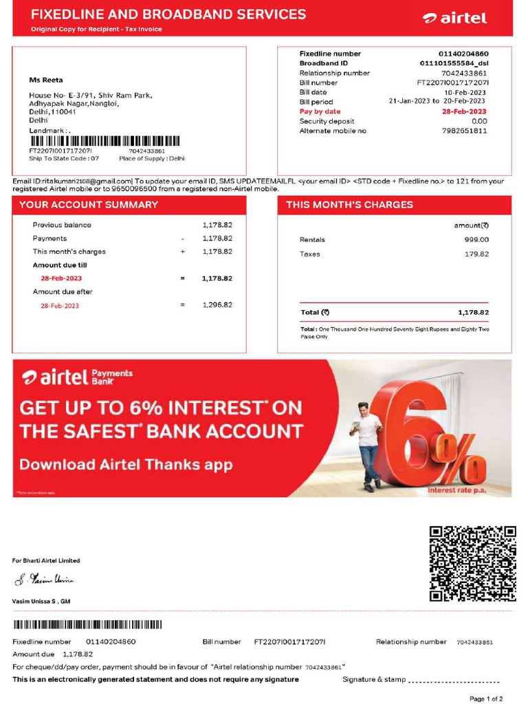 Airtel - Rita - February | PDF