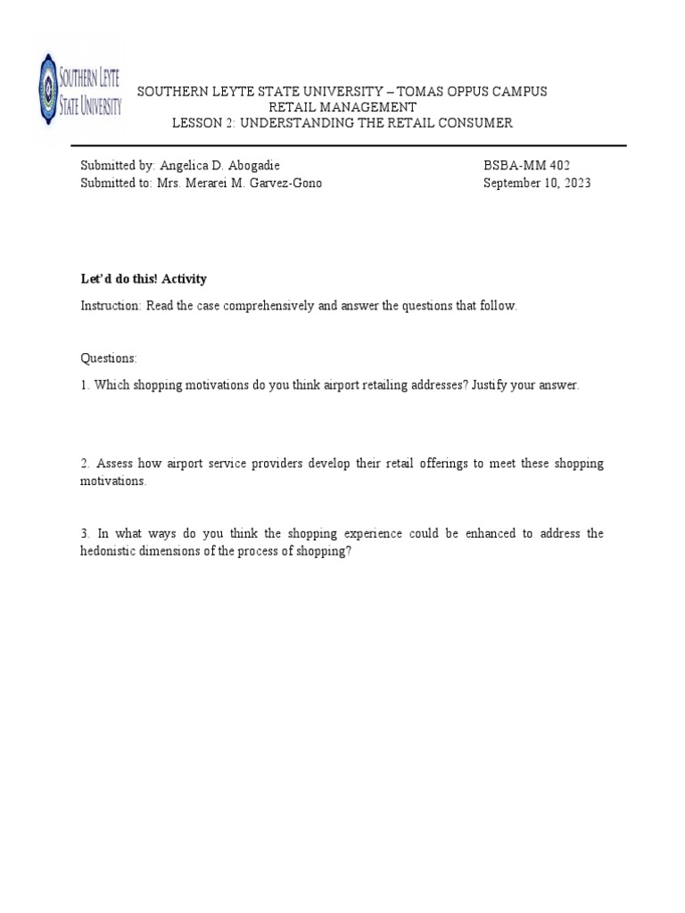 Abogadie, Angelica - RM - BSBA MM 402 Lesson 2 Act. | PDF