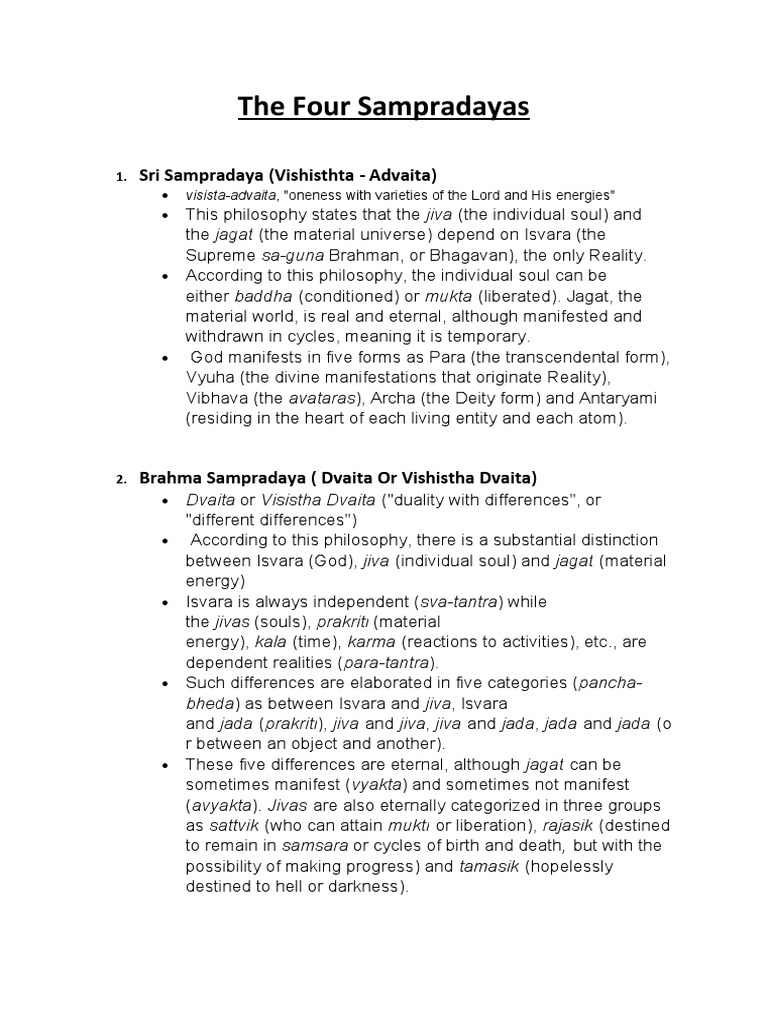 Overview of the Four Sampradayas | PDF | Brahman | Eastern Philosophy