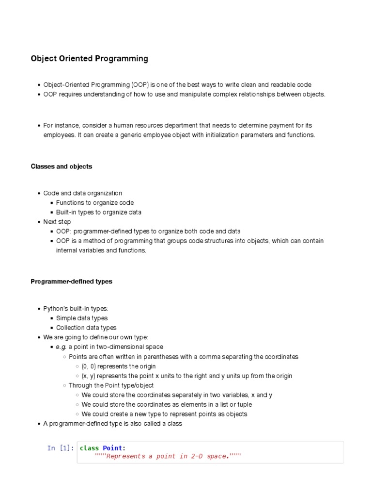 Object Oriented Programming: Classes and Objects | Download Free PDF | Class (Computer ...