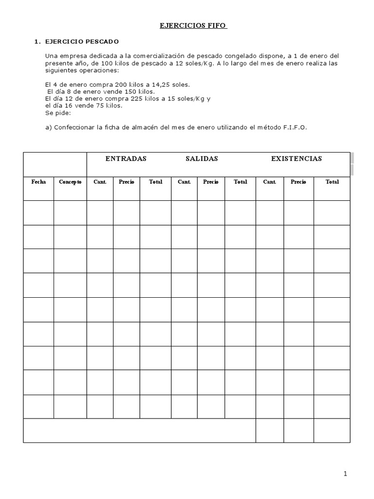 04 EJERCICIOS FIFO Y PMP REPASO 2023 | PDF | Guitarras | Euro