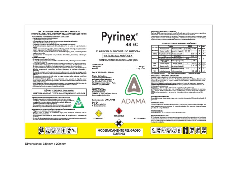 PYRINEX 48 EC - 20L - Andina - Proyecto | PDF