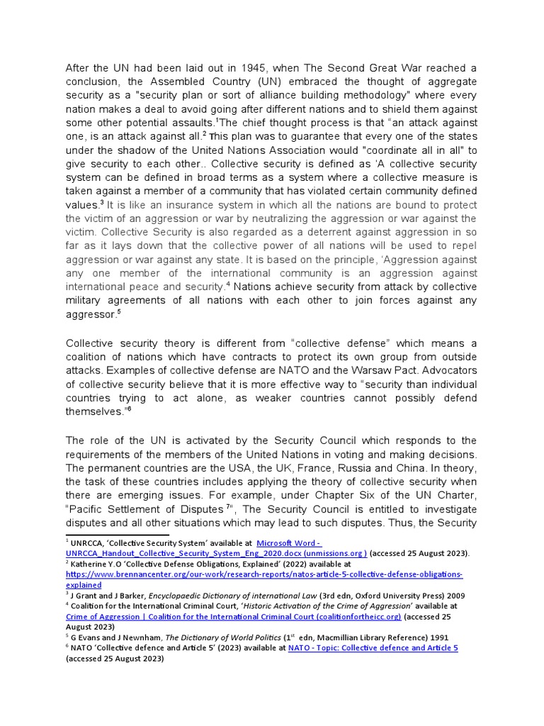 Collective Security Pdf United Nations Security Council United
