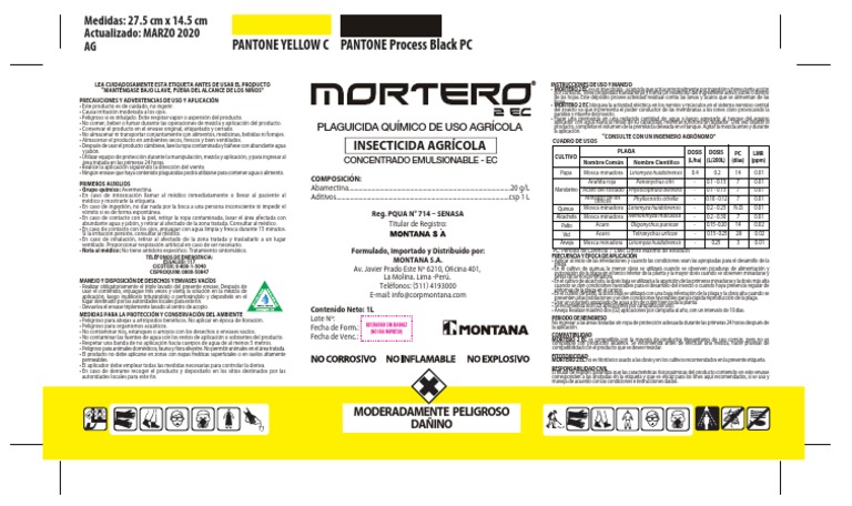 Etiqueta Mortero. 1 | PDF | Agua | Pesticida