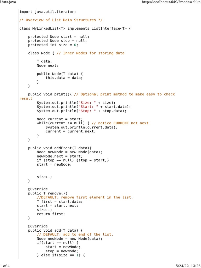 Lists Java Pdf 