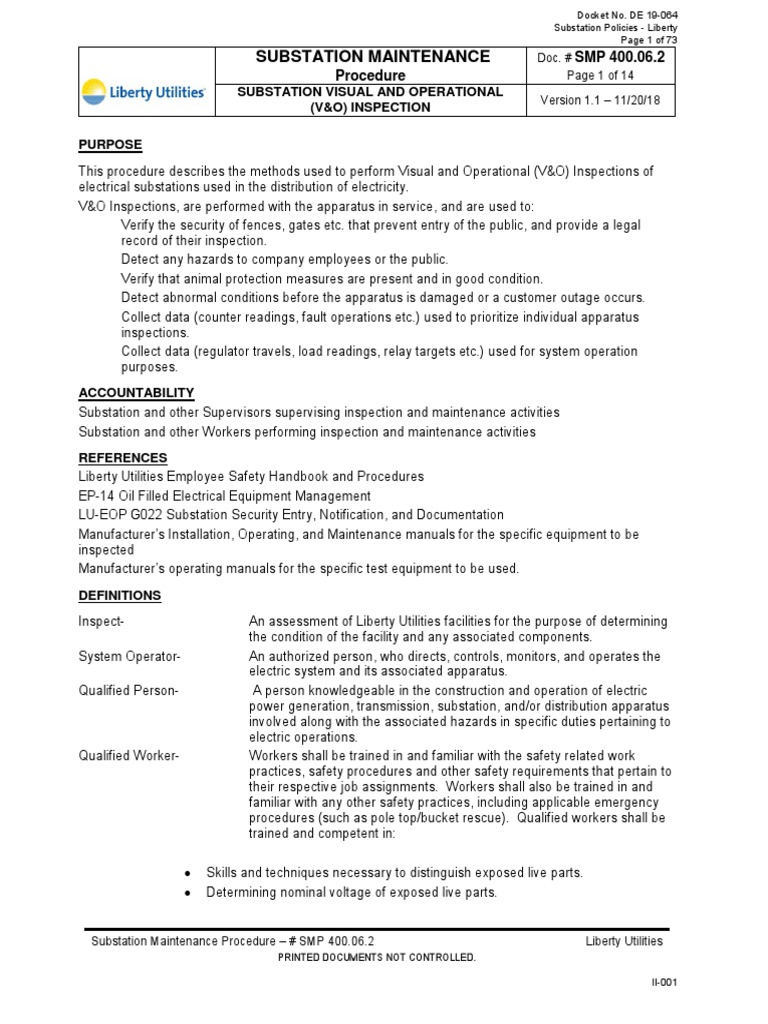 Substation Maintenance Inspection List | PDF | Electrical Substation ...