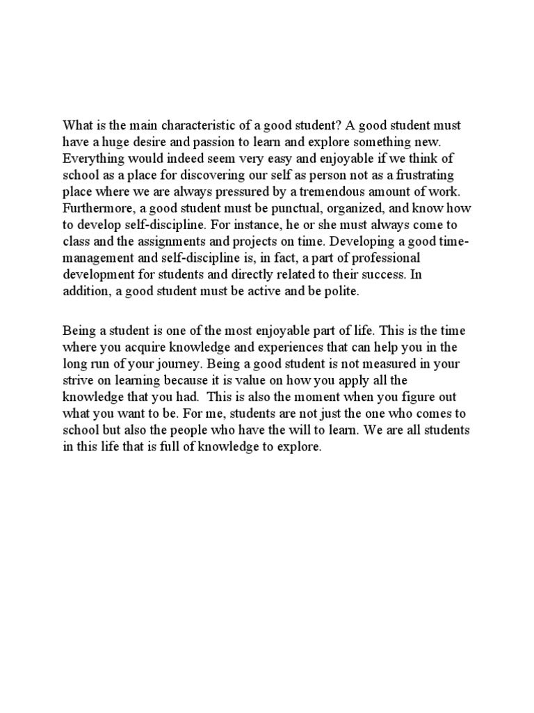 What Is The Main Characteristic of A Good Student | PDF | Disciplines ...