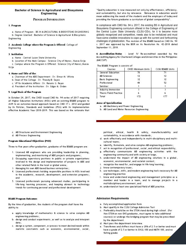 BSABE Program | Download Free PDF | Engineering | University And ...