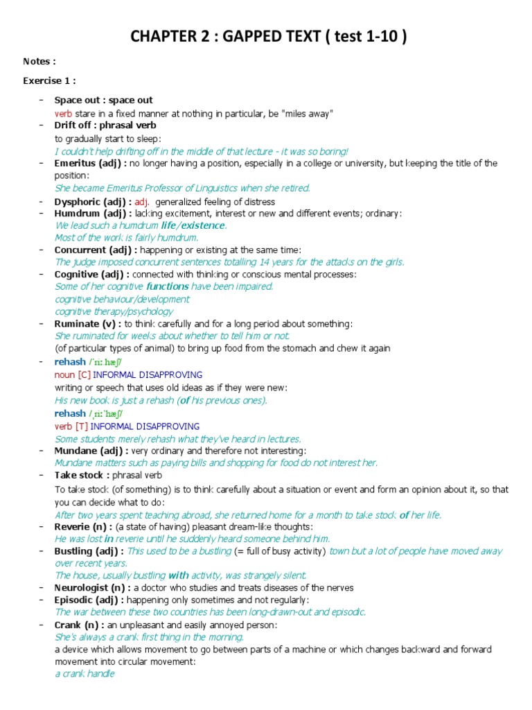 Chapter 2 - Gapped Text (Test 1-10) | PDF | Cognition | Solubility
