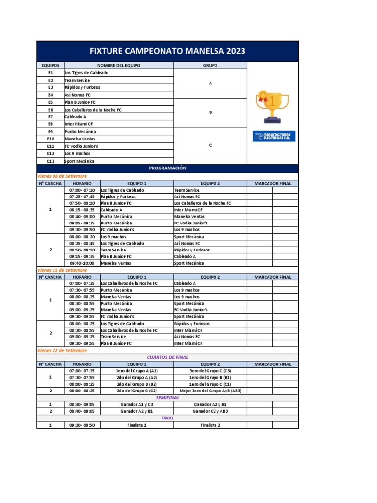 Fixture Manelsa Set2023-Ok-1 | PDF