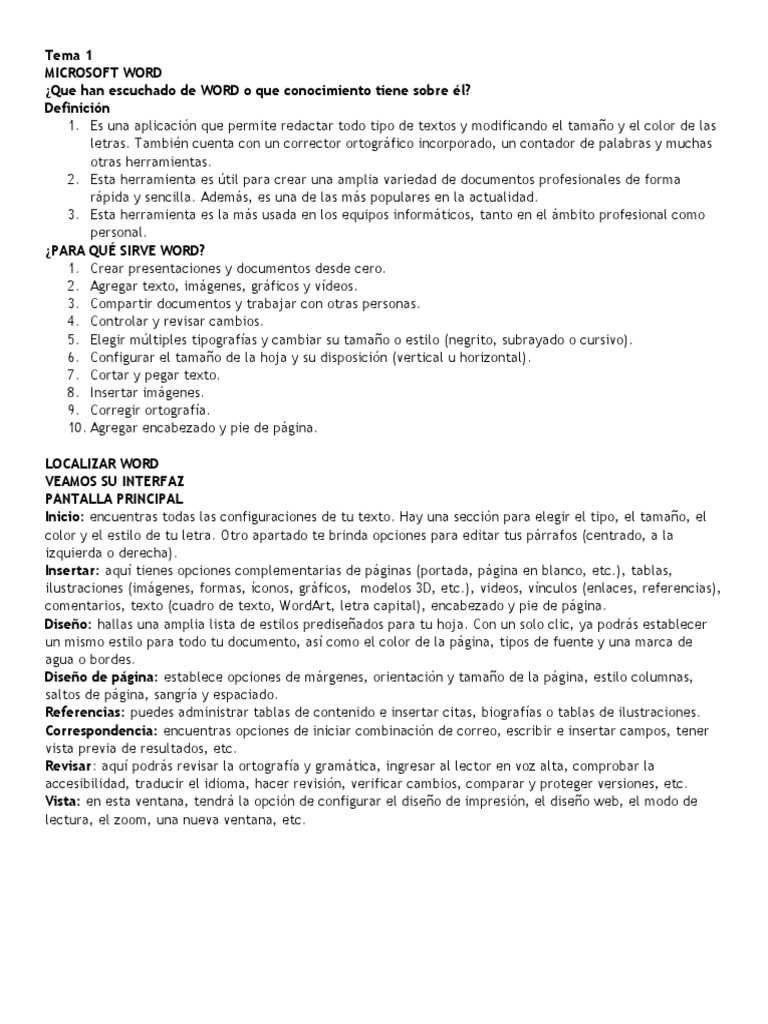 TEMA MICROSOFT WORD de Clases | PDF | Diseño | Ventana (informática)