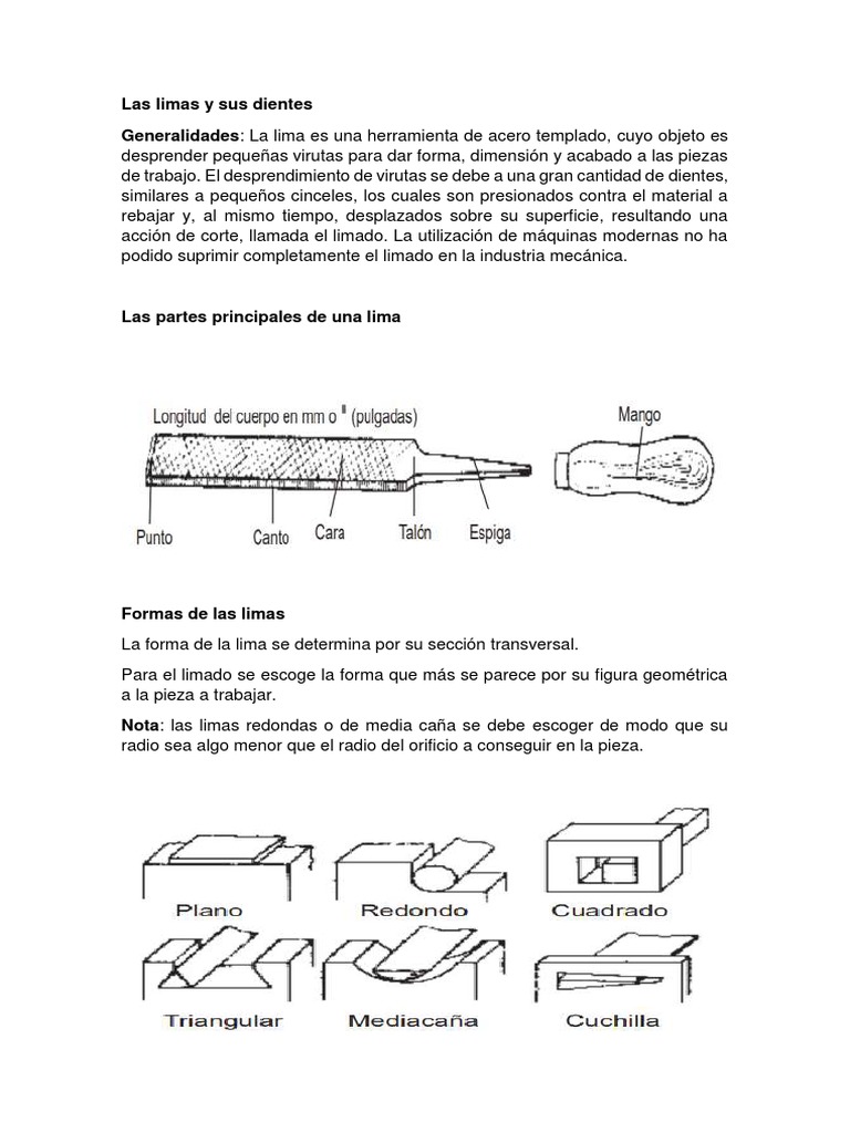 Las Limas y Sus Dientes Generalidades: La Lima Es Una Herramienta de ...