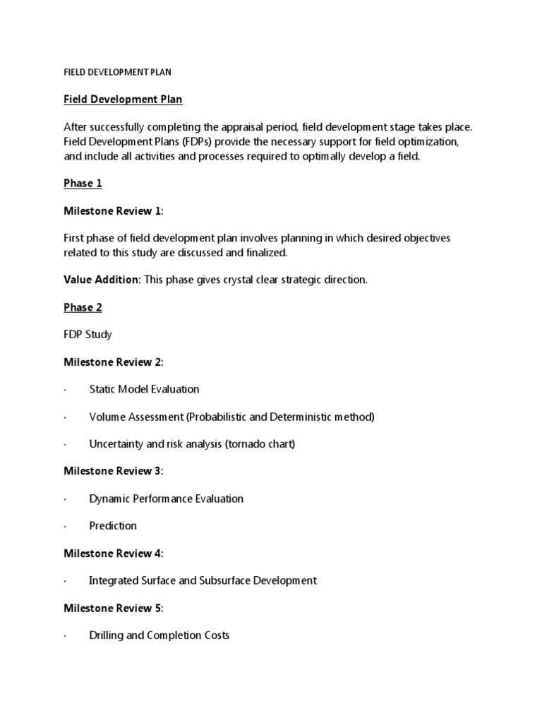Field Development Plan | PDF | Risk | Petroleum Reservoir