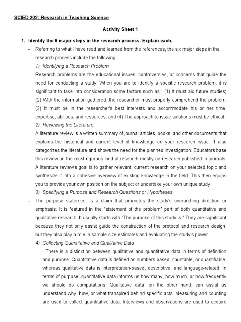 ED202 - Activity Sheet 1 | PDF | Qualitative Research | Quantitative ...