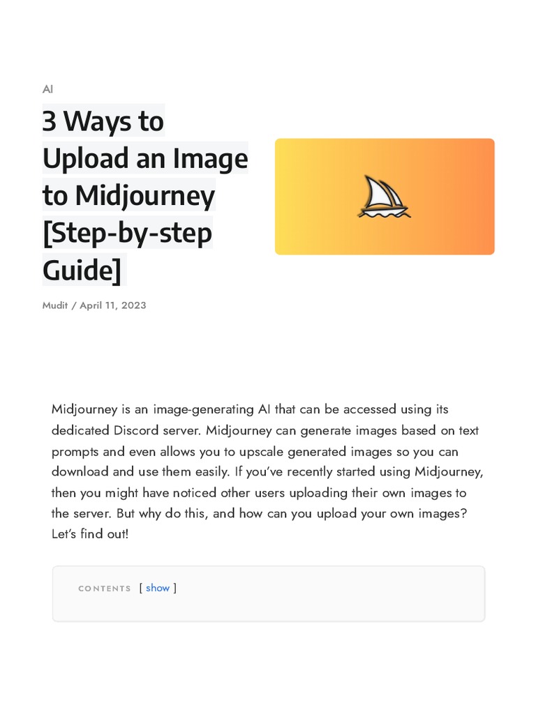 3 Ways To Upload An Image To Midjourney (Step-By-Step Guide) | PDF | Icon (Computing) | Mobile App