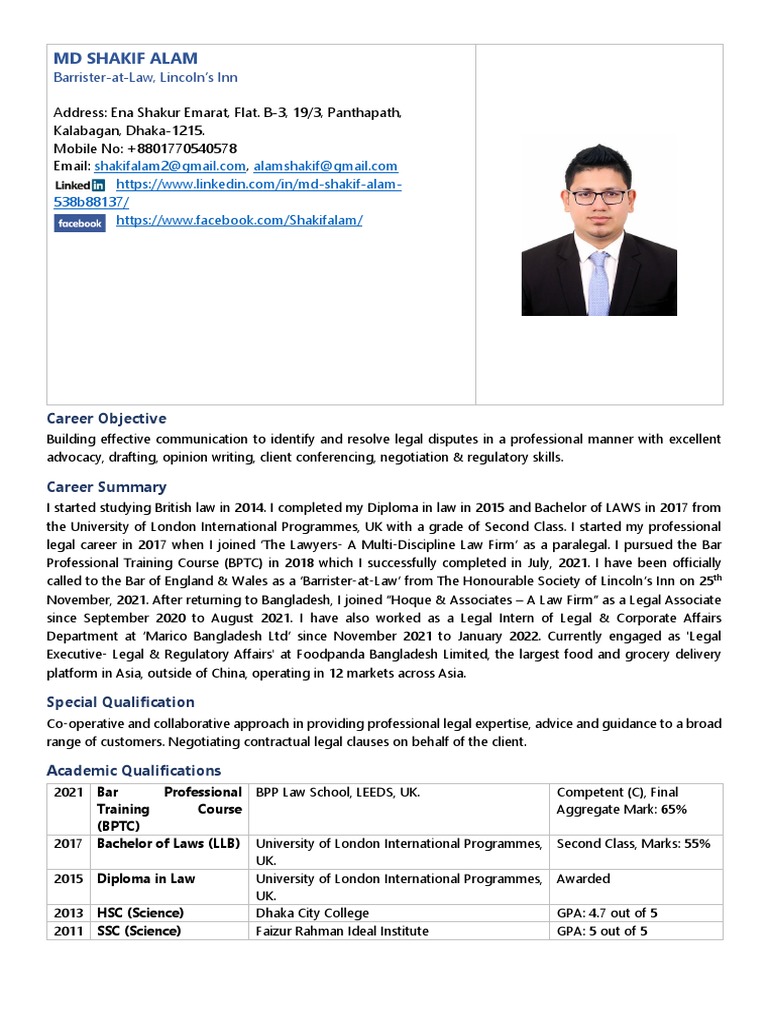 Curriculum Vitae | Download Free PDF | Barrister | Lawyer