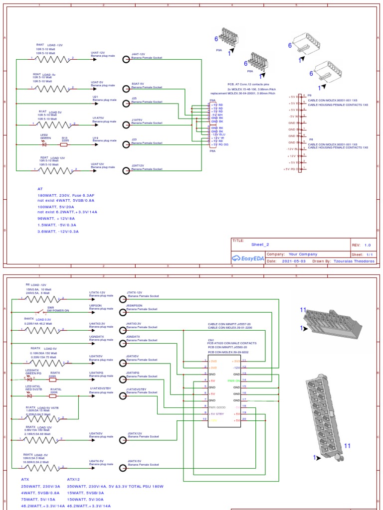 Schematic - LAB - Cabels For Psu Load - 2021!05!05 | PDF