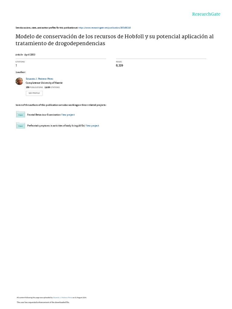 Modelo de Conservación de Los Recursos de Hobfoll y Su Potencial ...