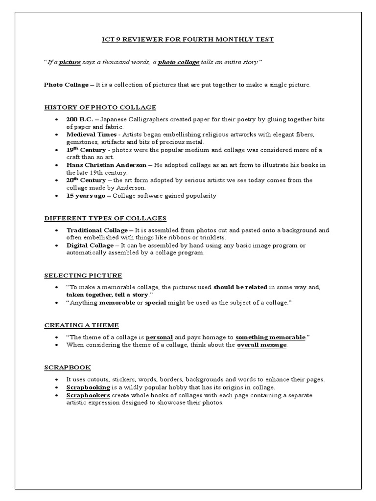 Ict 9 Reviewer | PDF | Collage | Infographics