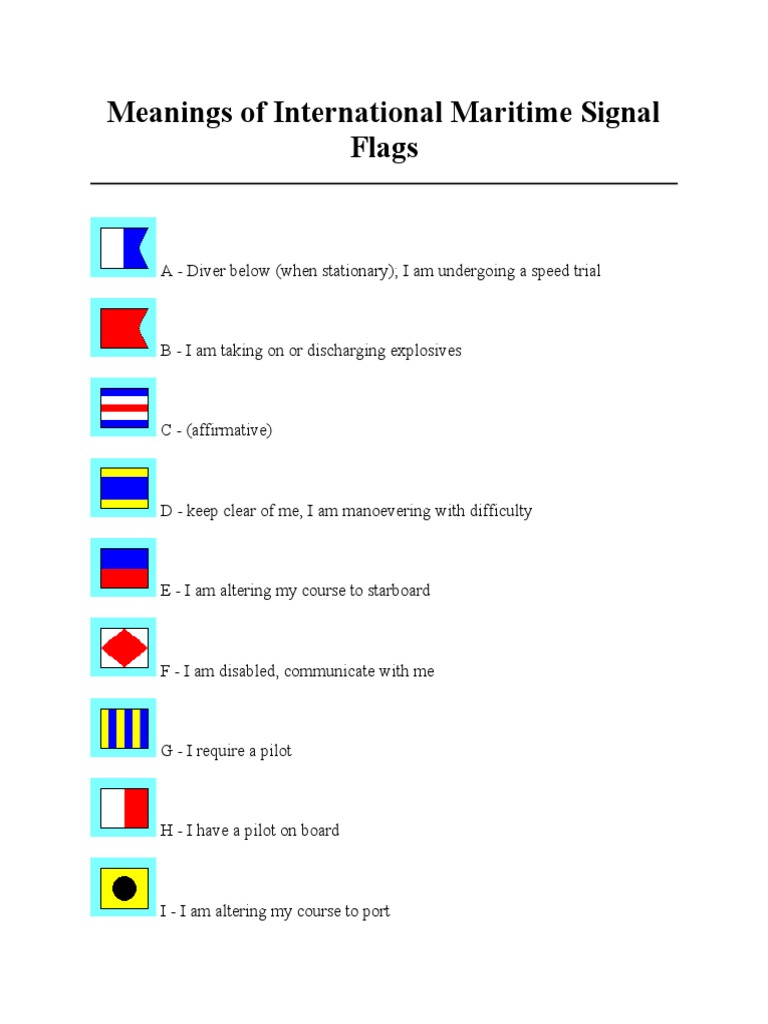 Meanings of International Maritime Signal Flags | PDF