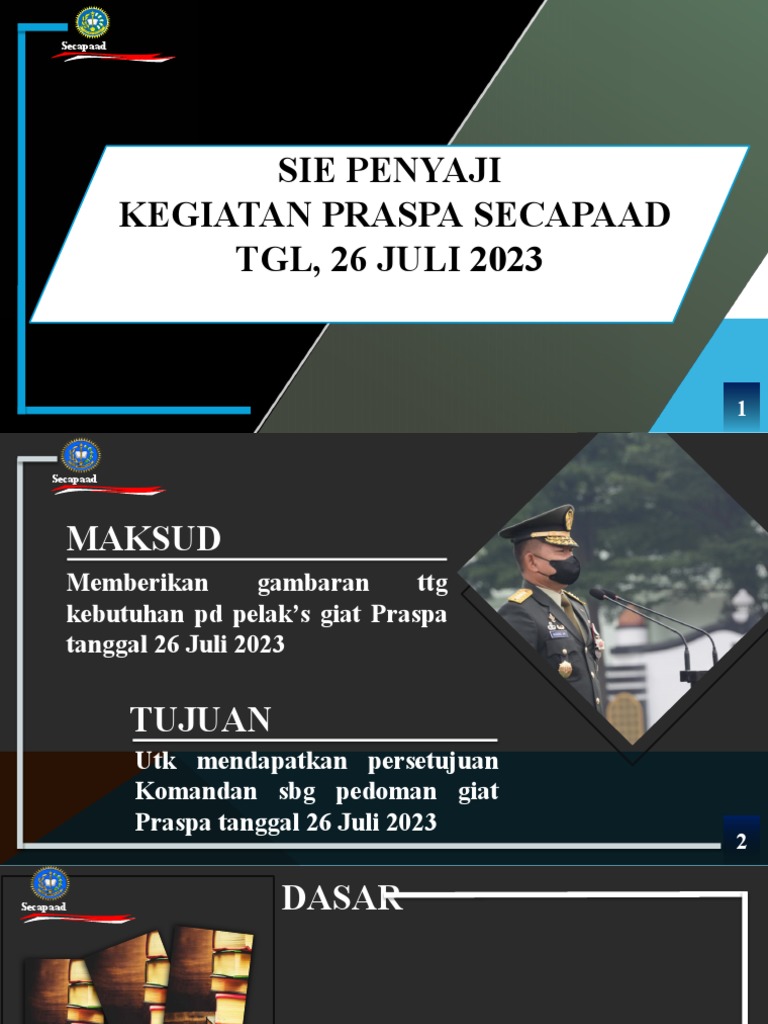 Rencana Kegiatan Praspa Secapaad 2023 | PDF