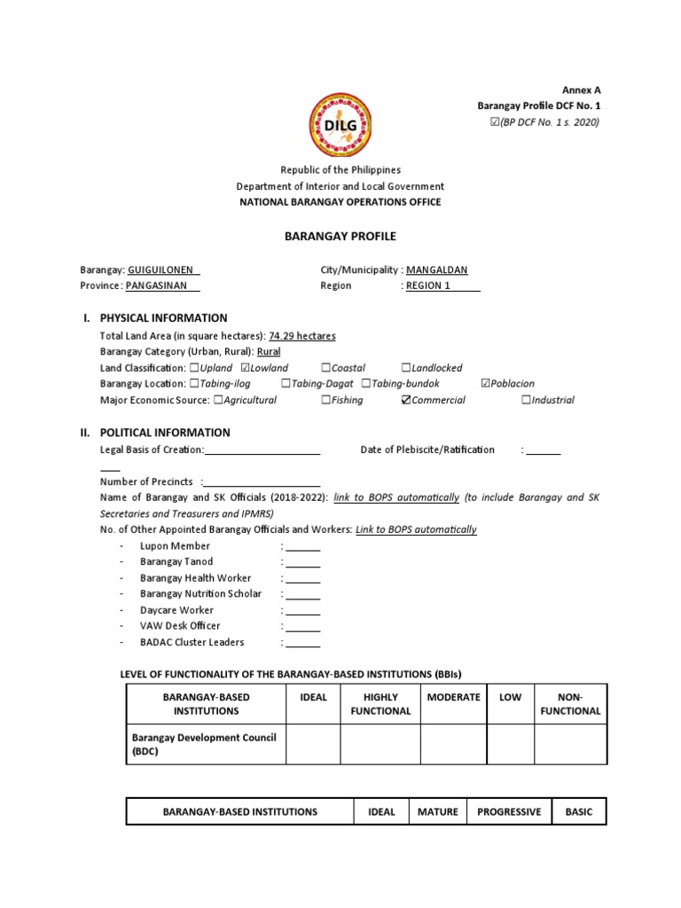 Barangay Profile Data Capture Form | PDF | Water