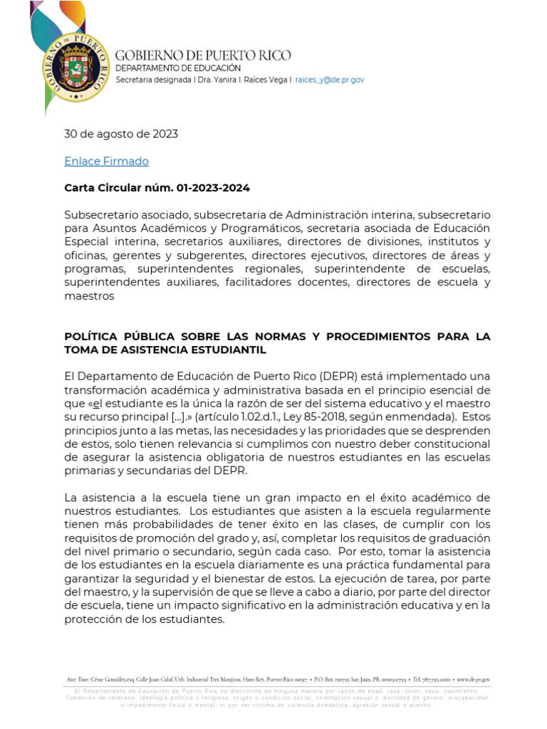 Normas de Asistencia Escolar 2024 | PDF | Estudiantes | Educación primaria