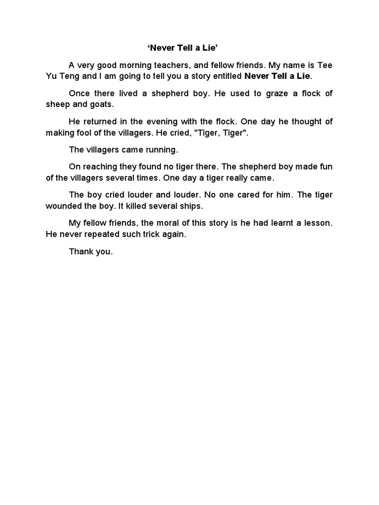 Never Tell A Lie | PDF