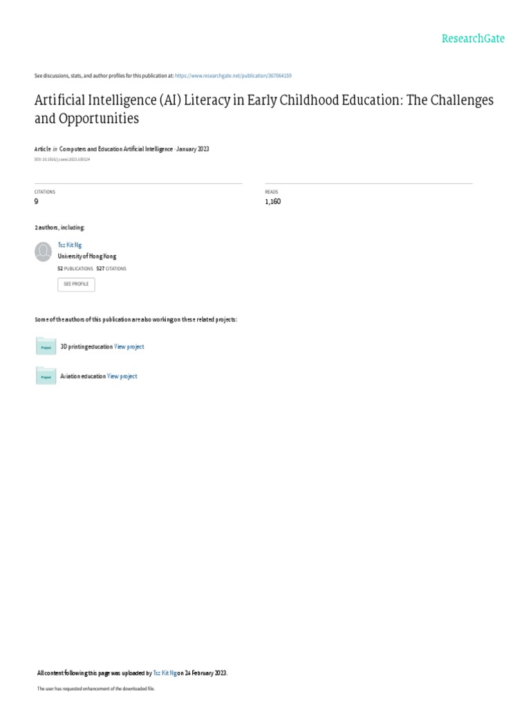 AI Literacy in Early Childhood Education | PDF | Artificial ...