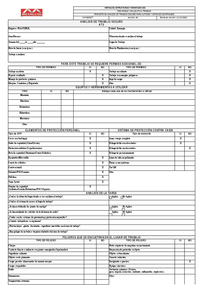 Ats Trabajo en Altura Palstibol | PDF | Temperatura | Soldadura