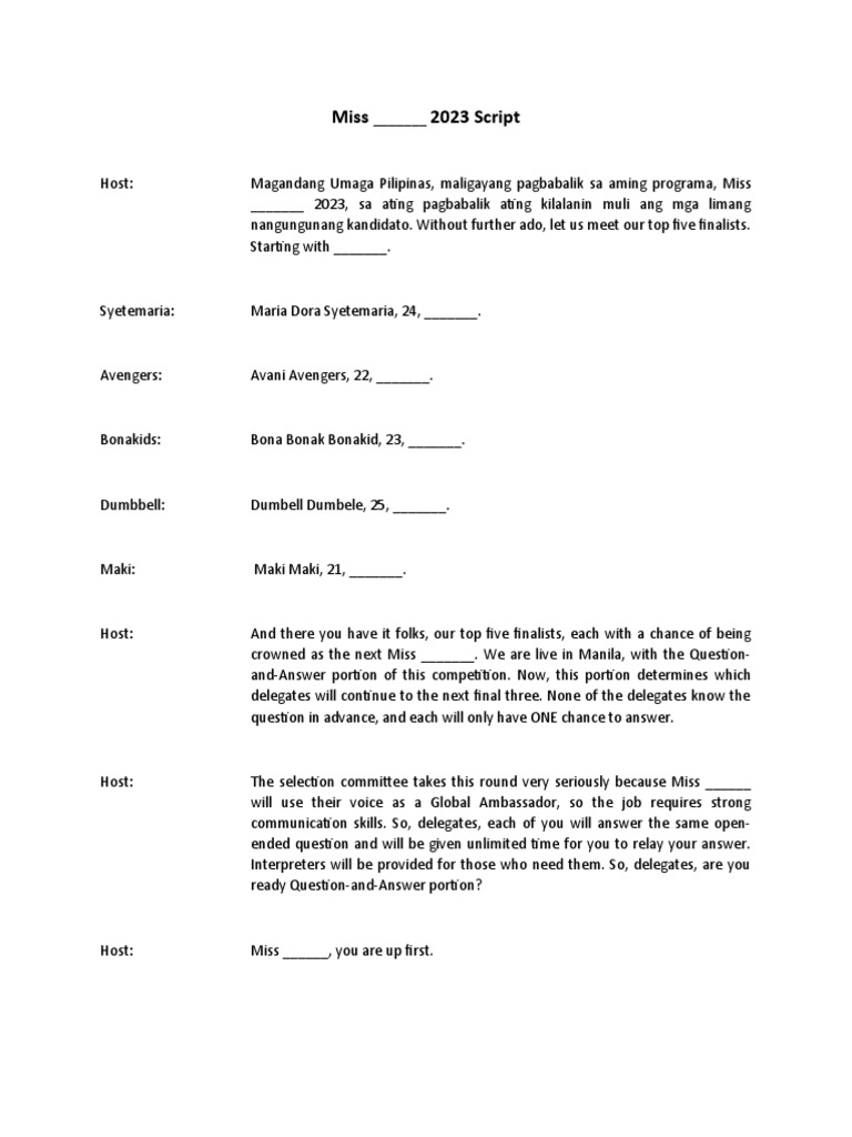 Pageant Template | PDF