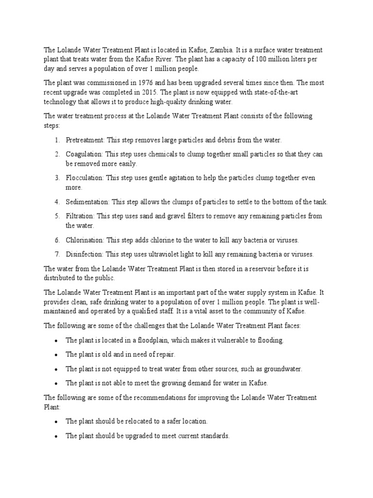 Kafue's Water Treatment Challenges | PDF