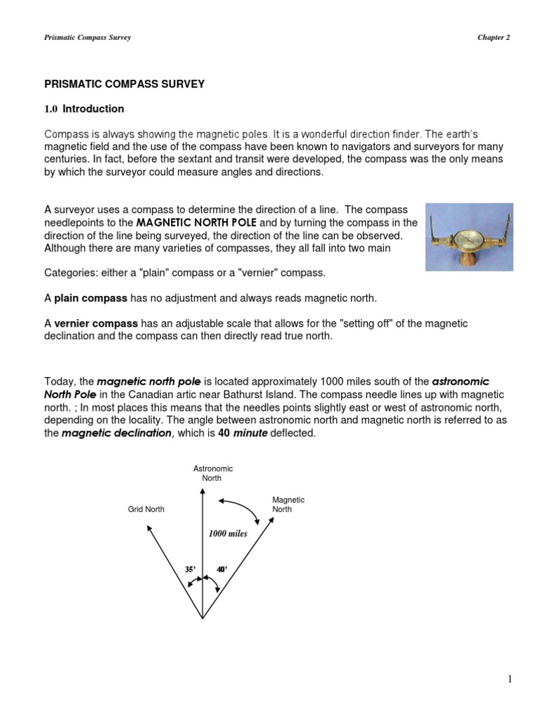Prismatic Compass (Extra note) | PDF | Compass | Surveying
