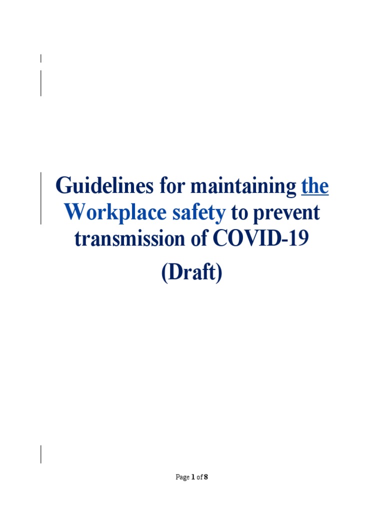 COVID-19 Workplace Safety Guidelines | PDF | Employment | Public Health