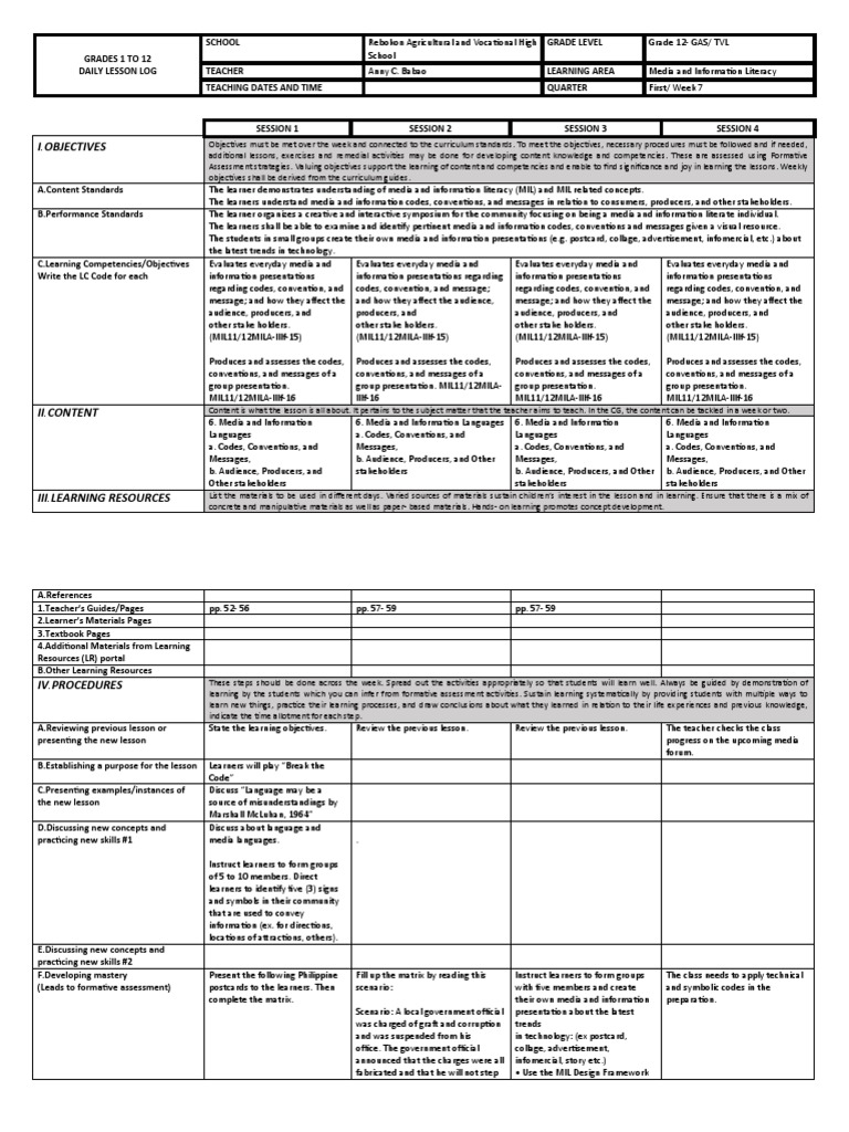 Grade 12 Media Literacy Lesson Plan | PDF